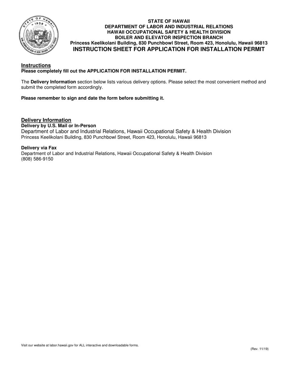 Hawaii Application for Installation Permit - Fill Out, Sign Online and ...