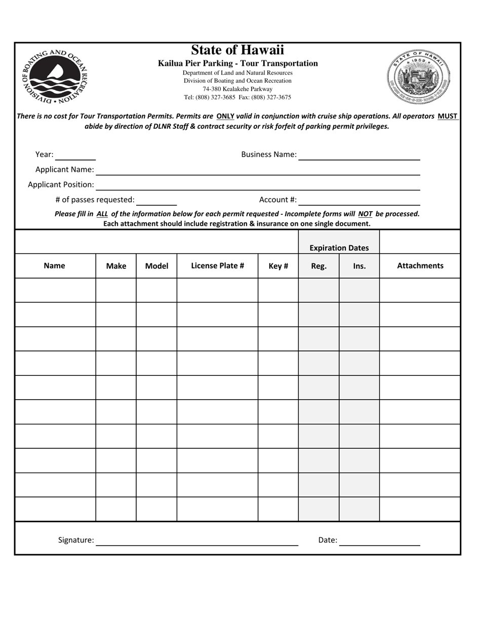 Hawaii Kailua Pier Parking - Tour Transportation - Fill Out, Sign ...