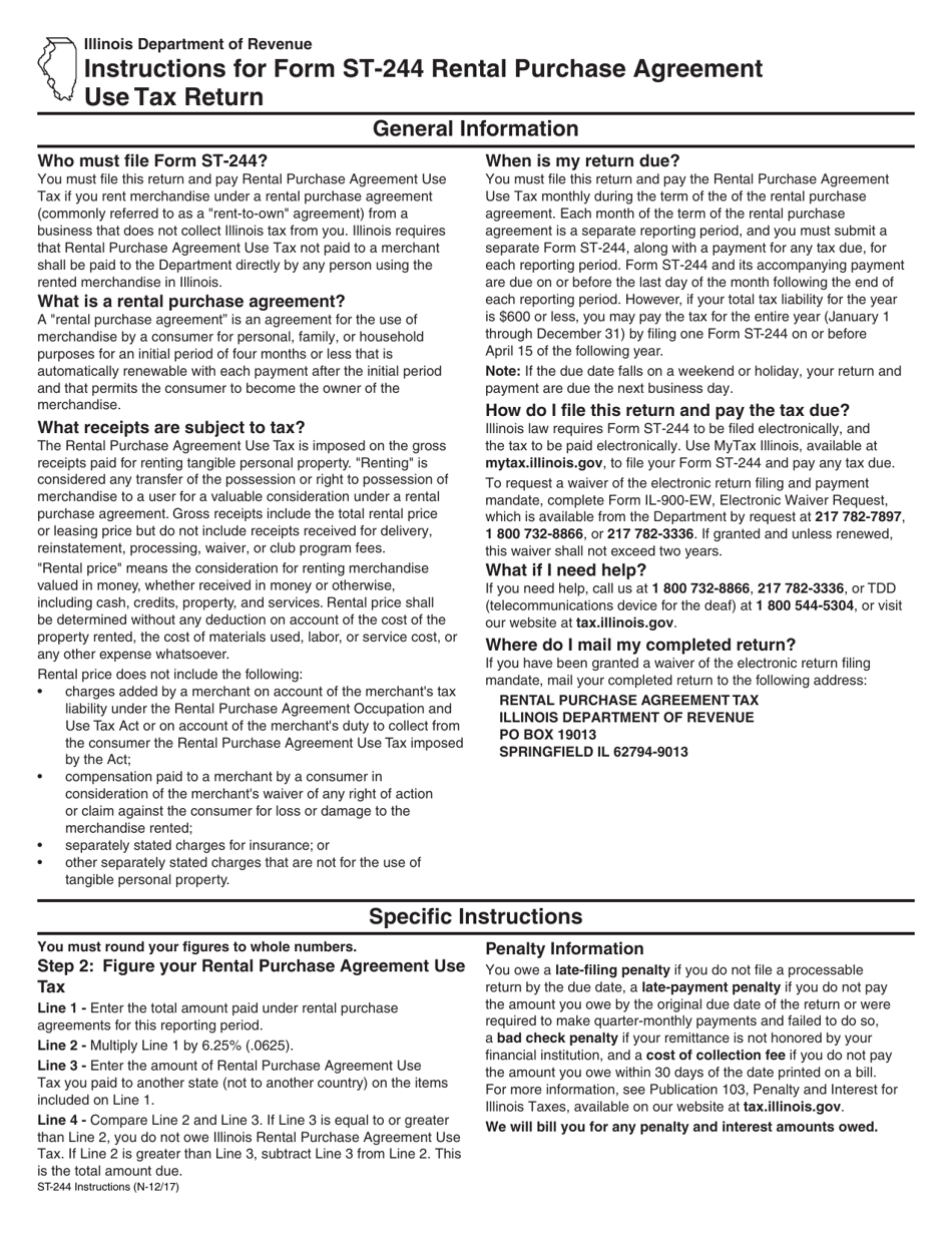 Download Instructions for Form ST-244 Rental Purchase Agreement Use Tax ...
