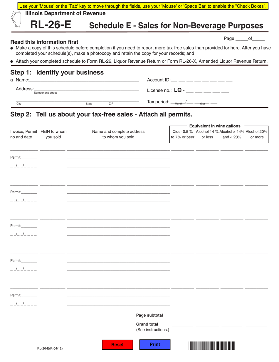 Form RL-26-E Schedule E Download Fillable PDF or Fill Online Sales for ...