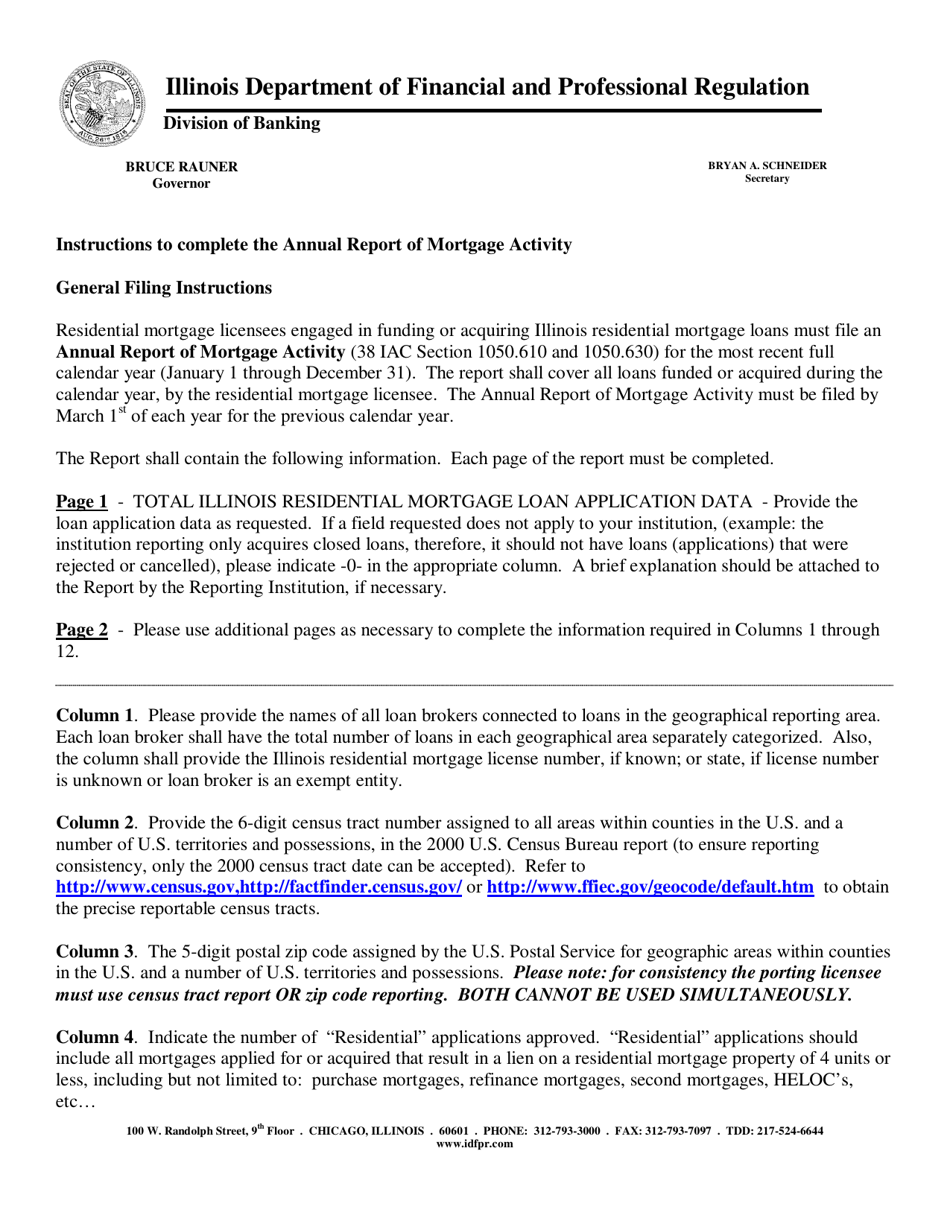 Download Instructions for Annual Report of Mortgage Activity PDF ...