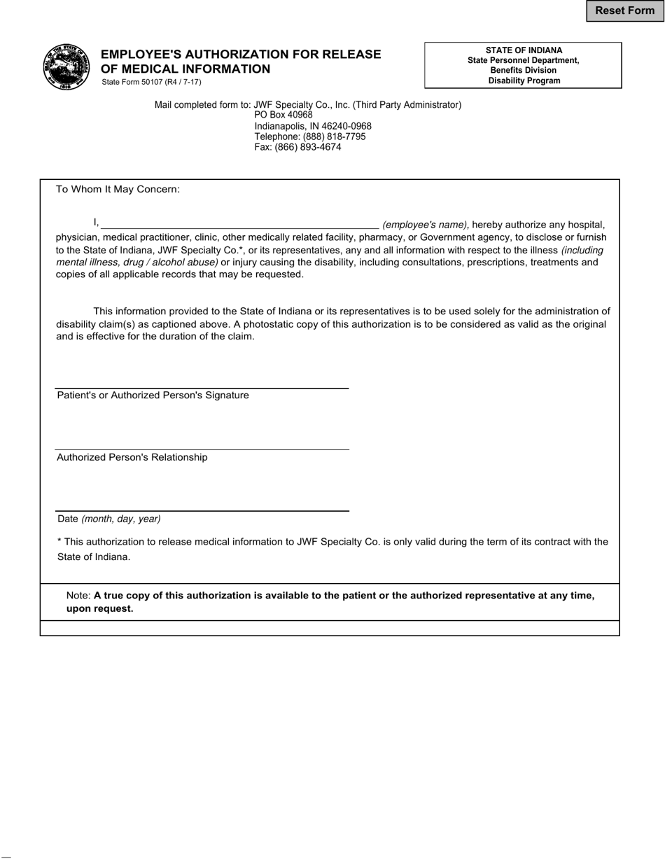 State Form 50107 - Fill Out, Sign Online and Download Fillable PDF ...