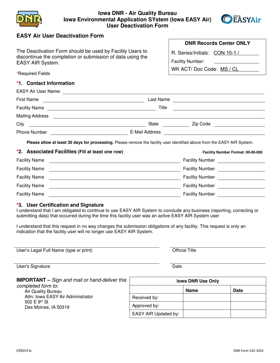 DNR Form 542-1052 - Fill Out, Sign Online and Download Fillable PDF ...