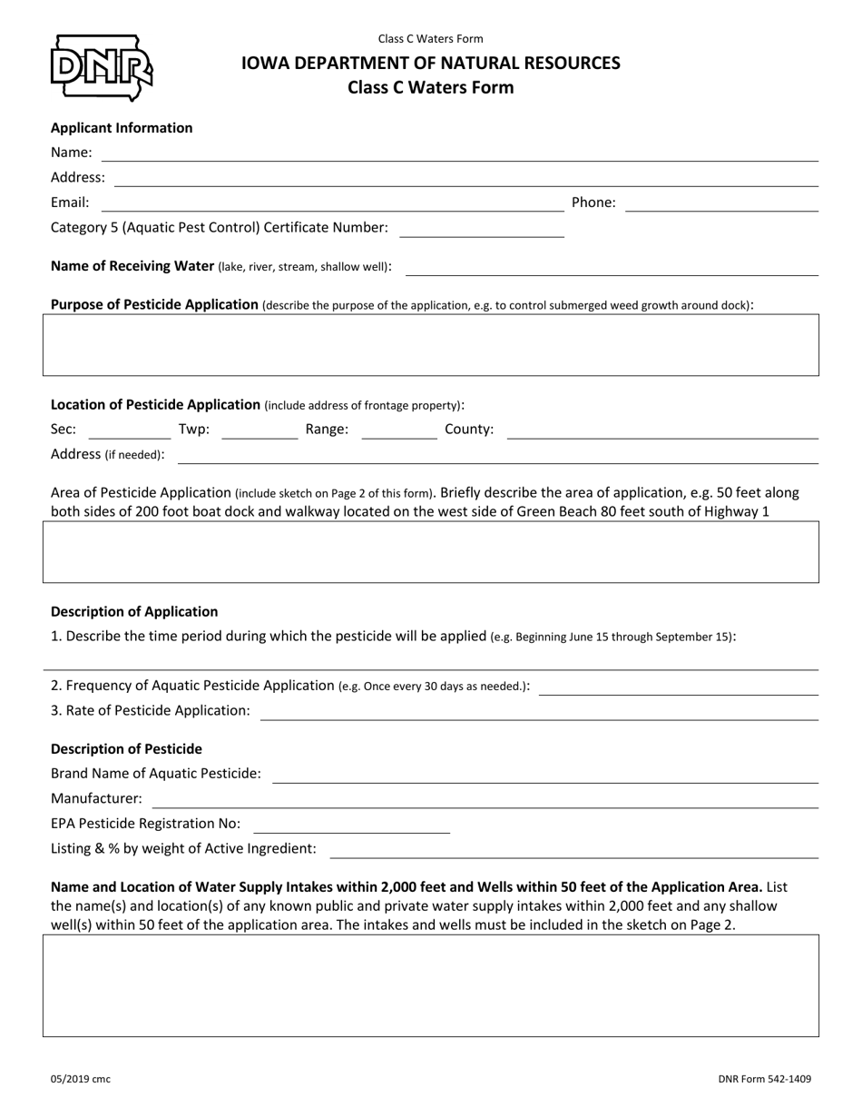 DNR Form 542-1409 - Fill Out, Sign Online and Download Fillable PDF ...