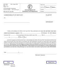 Form AOC-490 Download Fillable PDF or Fill Online Acknowledgment of ...