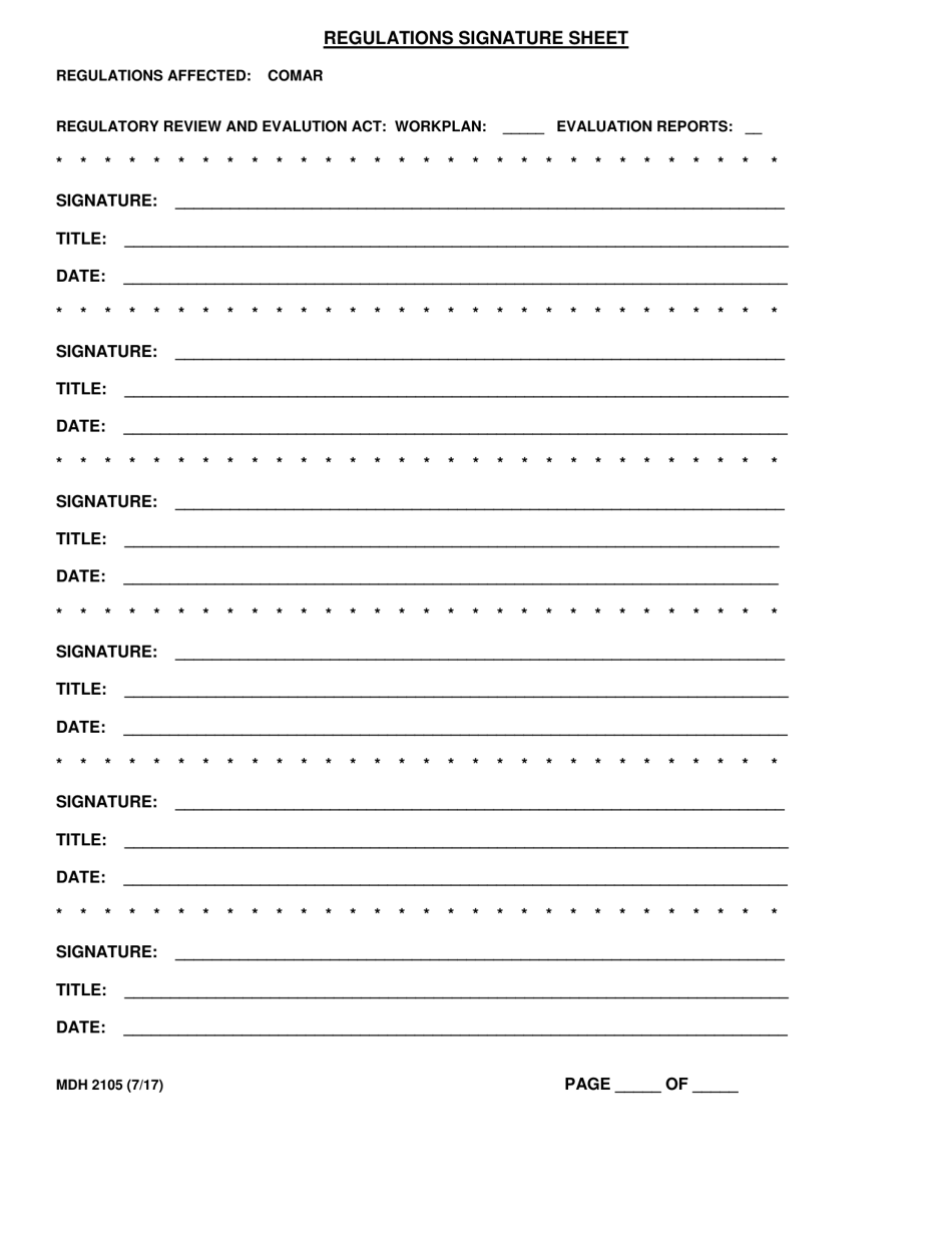 MDH Form 2105 - Fill Out, Sign Online and Download Printable PDF ...