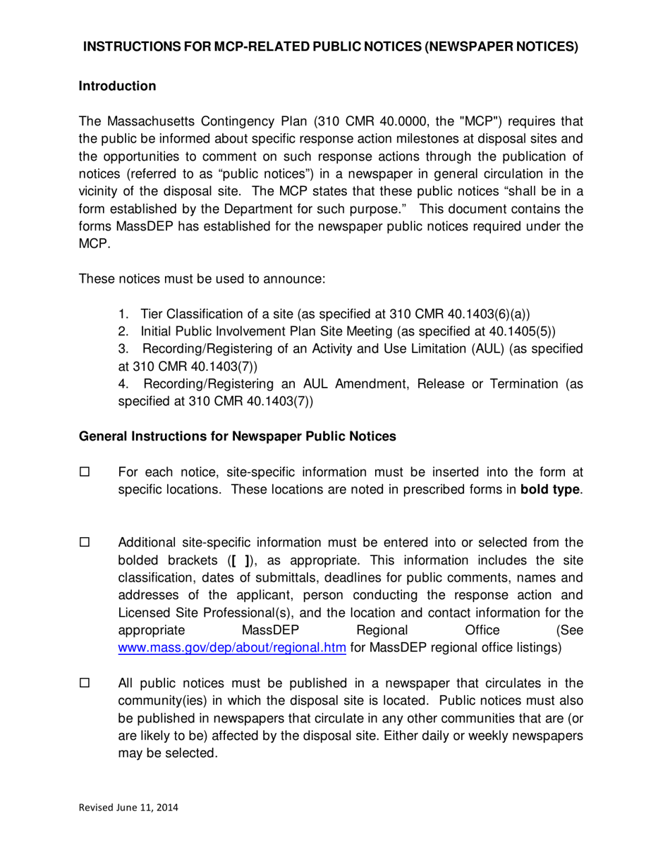 Download Instructions for Form 1, 2, 3, 4 Newspaper Public Notices of ...