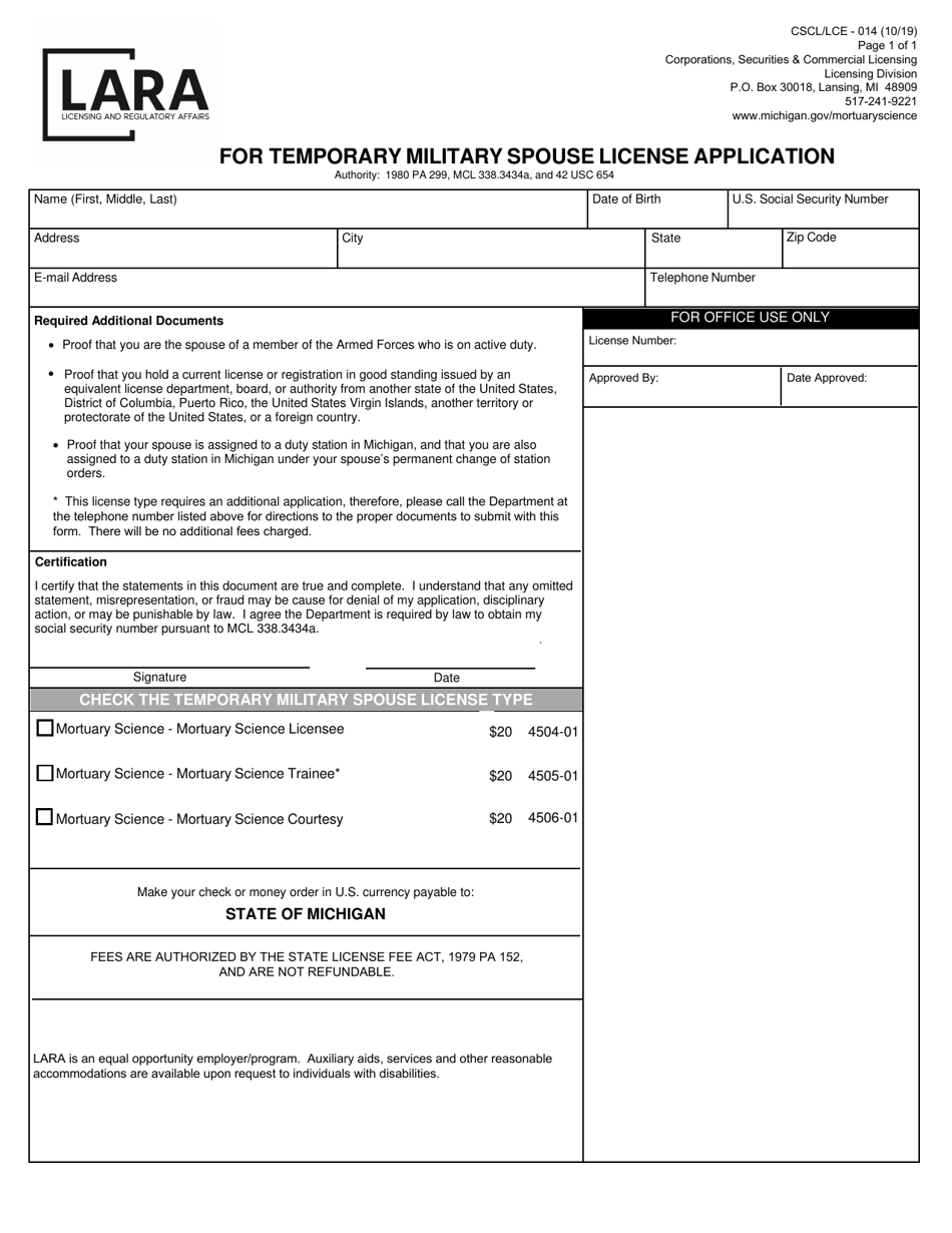 Form CSCL/LCE-014 Download Fillable PDF or Fill Online Request for ...