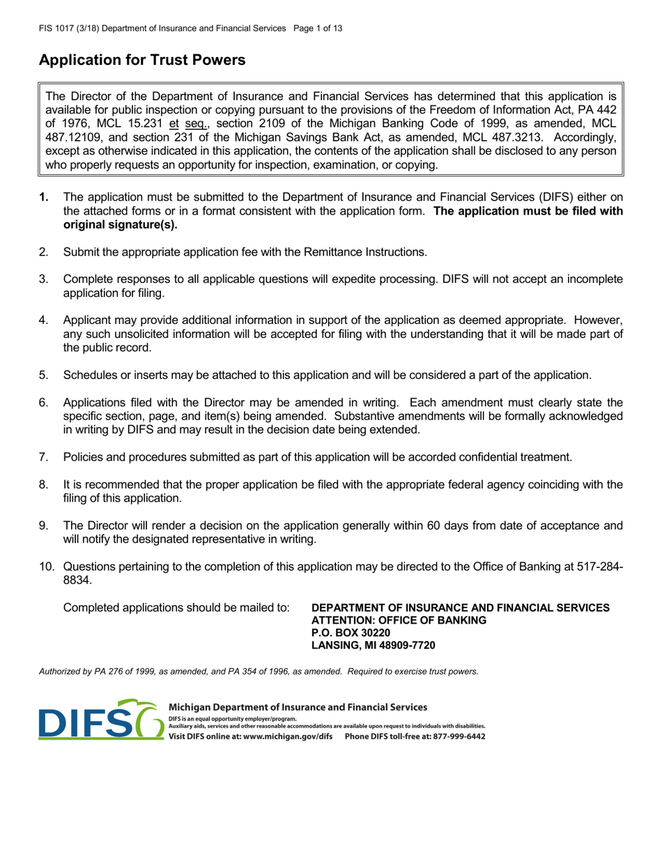 Form FIS1017 - Fill Out, Sign Online and Download Fillable PDF ...