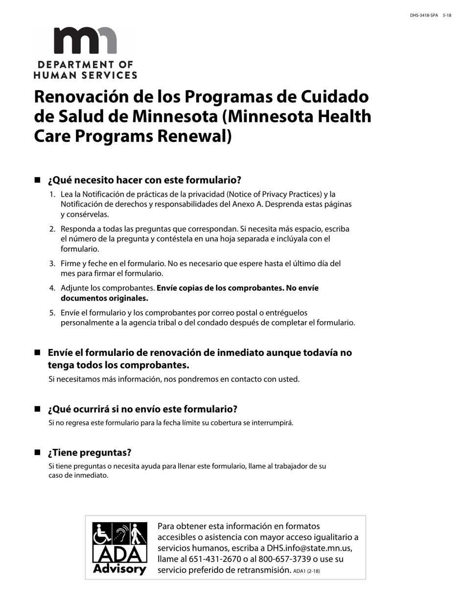 Formulario DHS-3418-SPA - Fill Out, Sign Online and Download Fillable ...