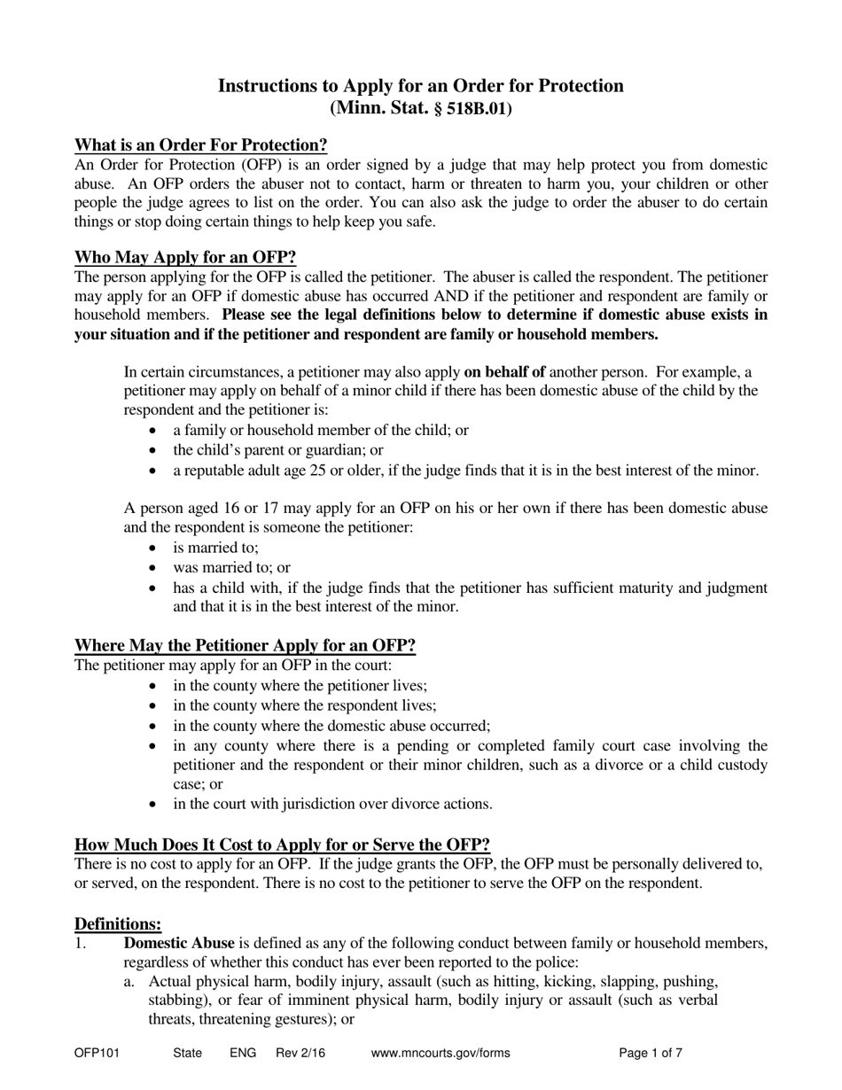 Download Instructions for Form OFP102 Petitioner's Affidavit and ...