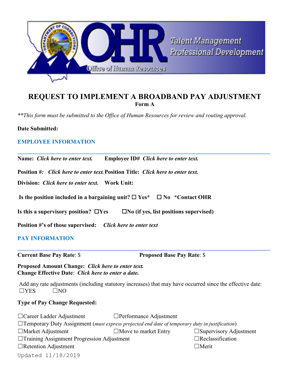 Form A Download Printable PDF or Fill Online Request to Implement a ...