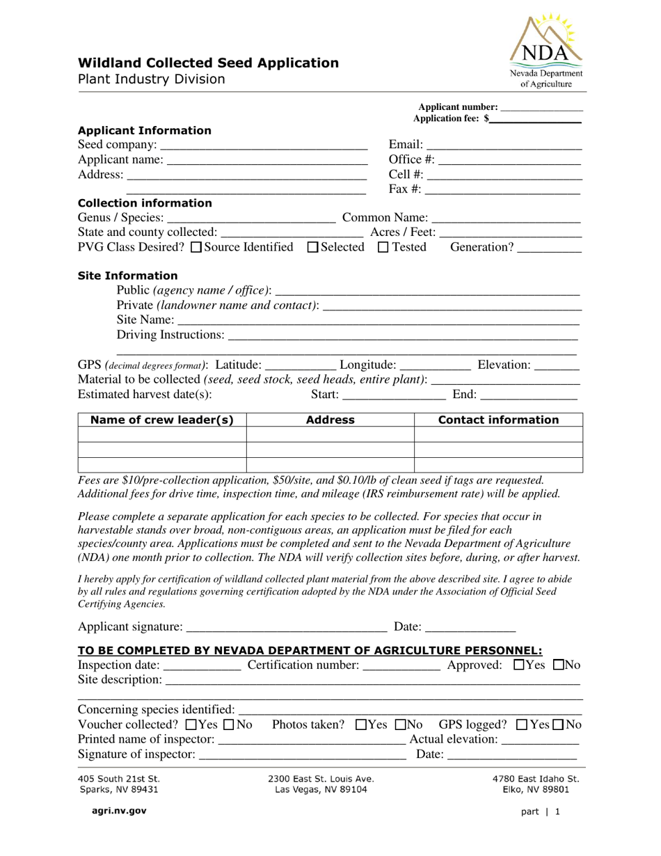 Nevada Wildland Collected Seed Application - Fill Out, Sign Online and ...