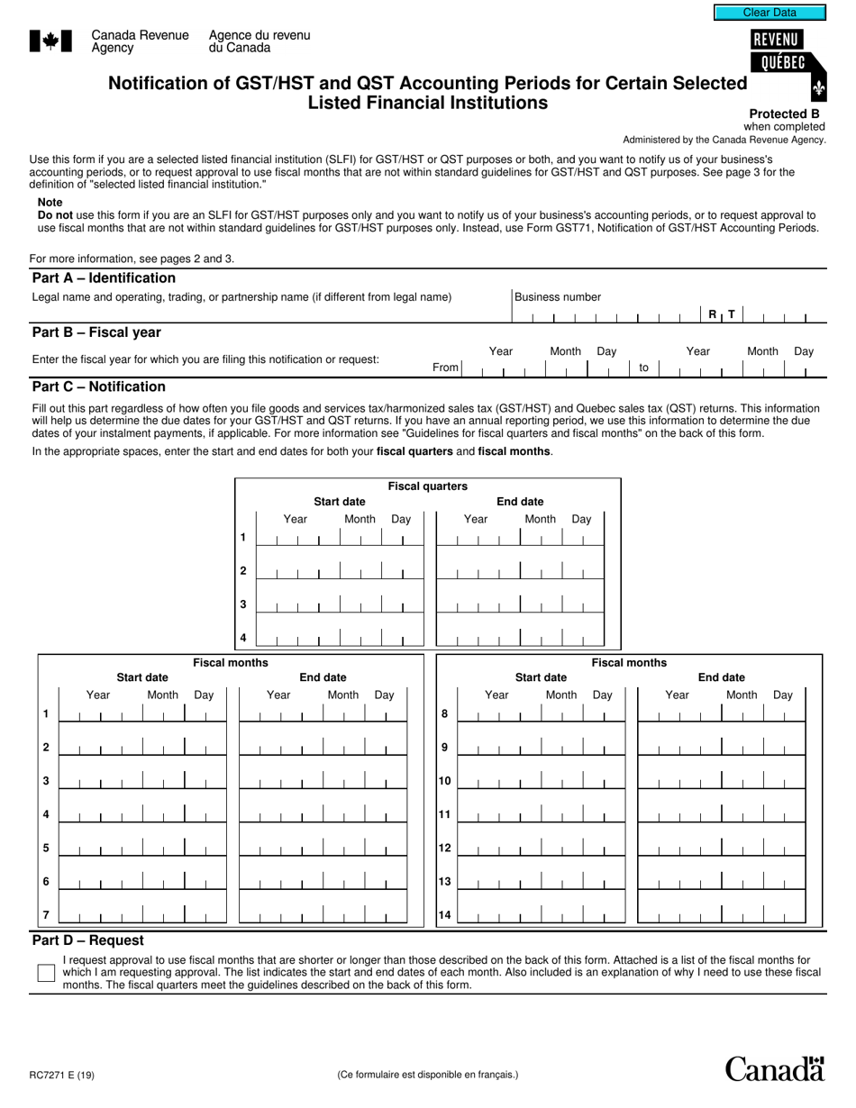Form RC7271 - Fill Out, Sign Online and Download Fillable PDF, Canada ...