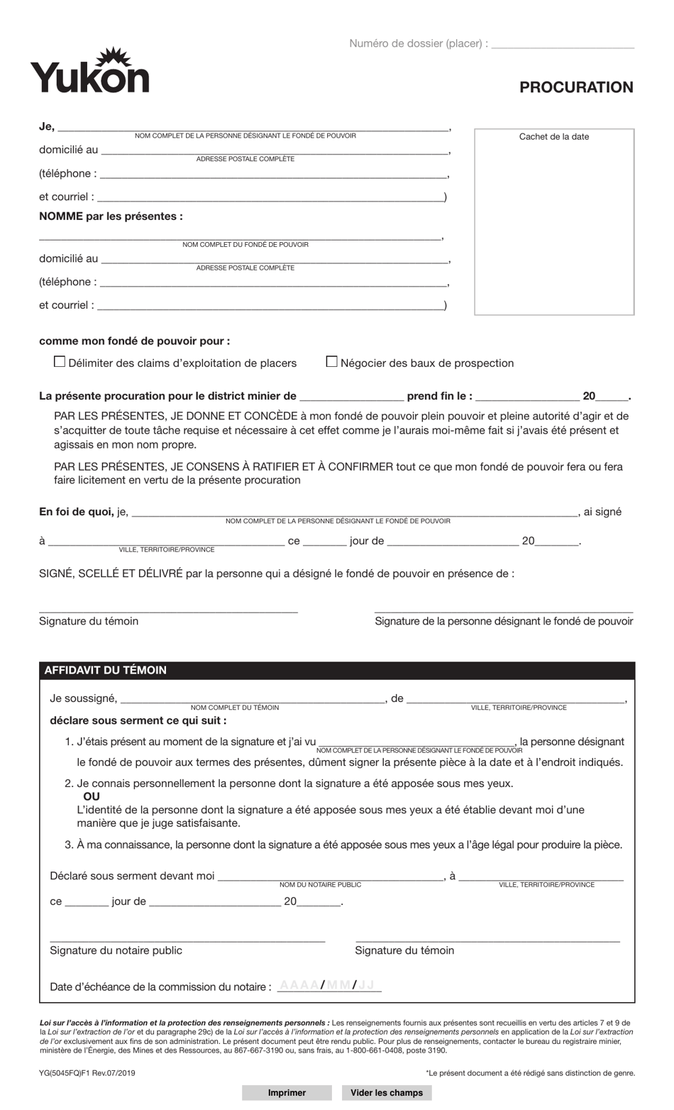 Forme YG5045 - Fill Out, Sign Online and Download Fillable PDF, Yukon ...