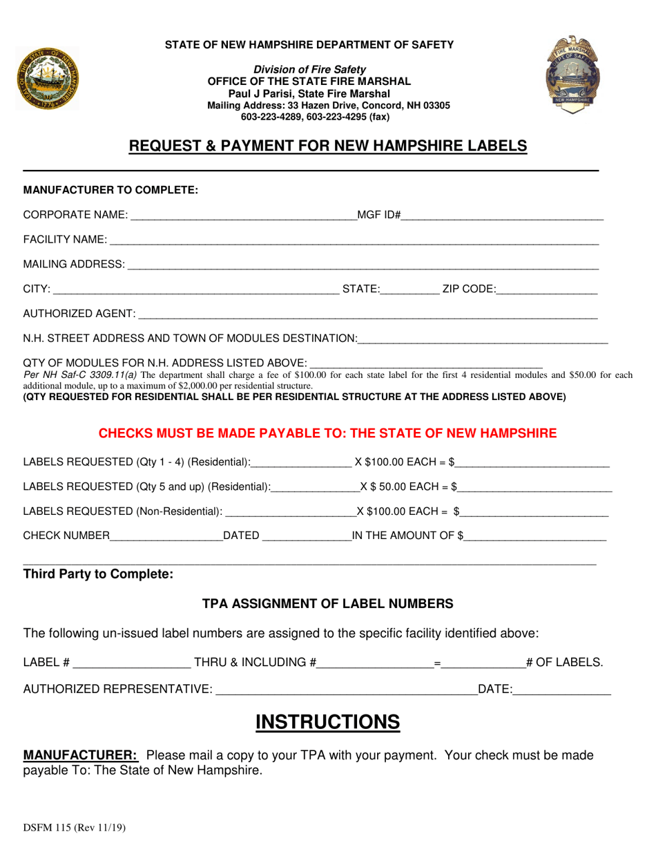 Form DSFM115 - Fill Out, Sign Online and Download Fillable PDF, New ...