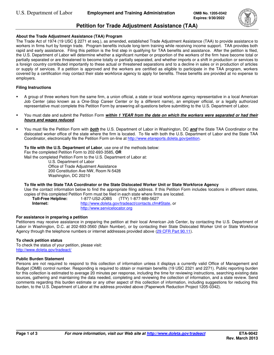 Form ETA-9042 - Fill Out, Sign Online and Download Printable PDF ...