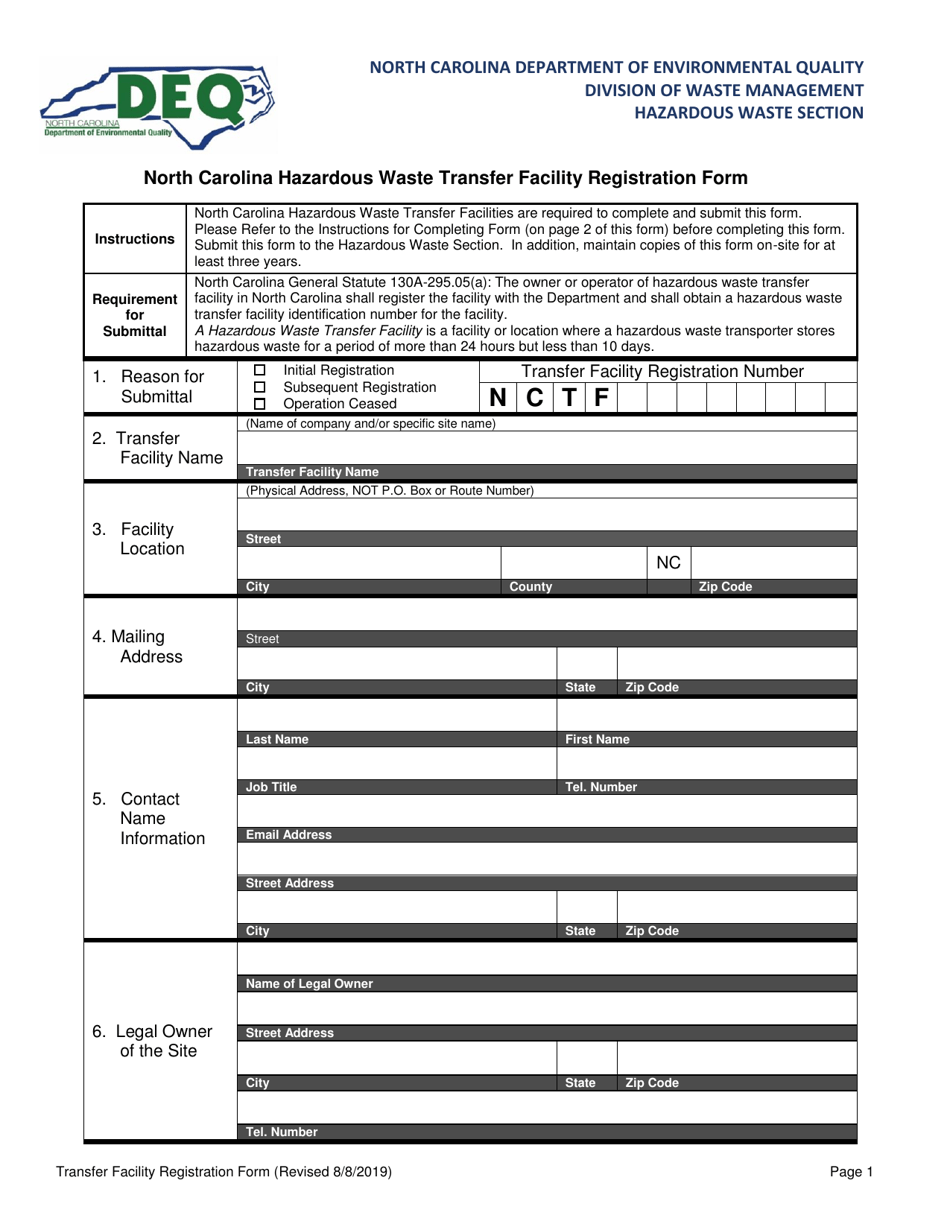 North Carolina North Carolina Hazardous Waste Transfer Facility ...