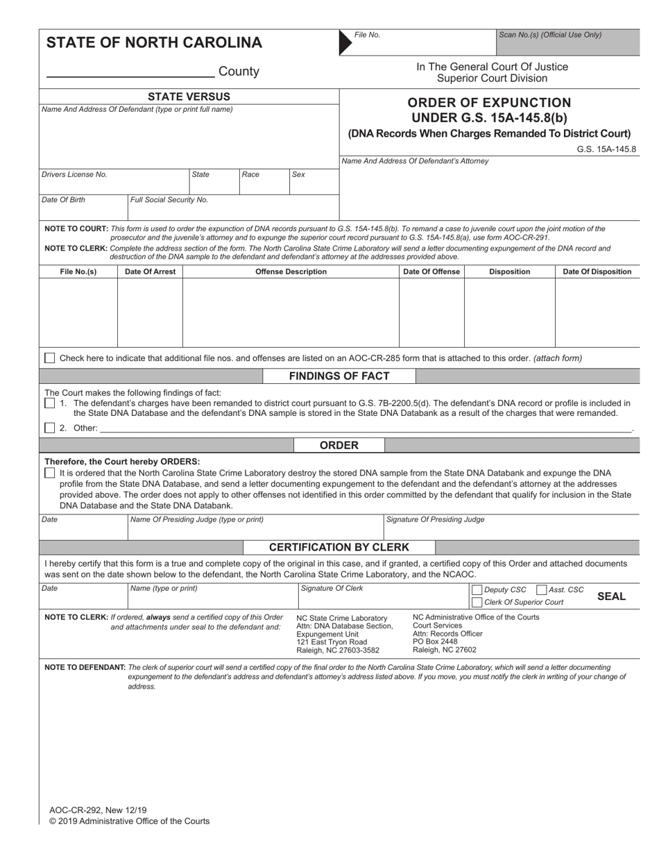 Form AOC-CR-292 - Fill Out, Sign Online and Download Fillable PDF ...