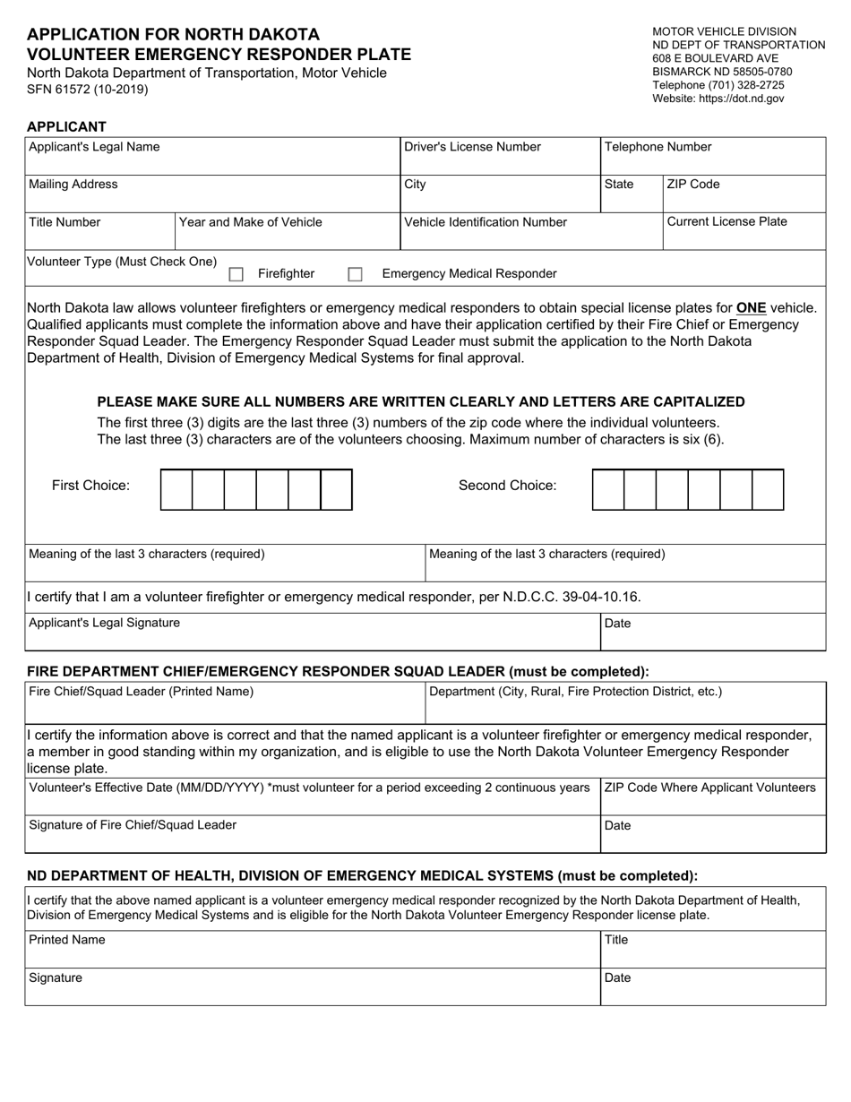 Form SFN61572 - Fill Out, Sign Online and Download Fillable PDF, North ...