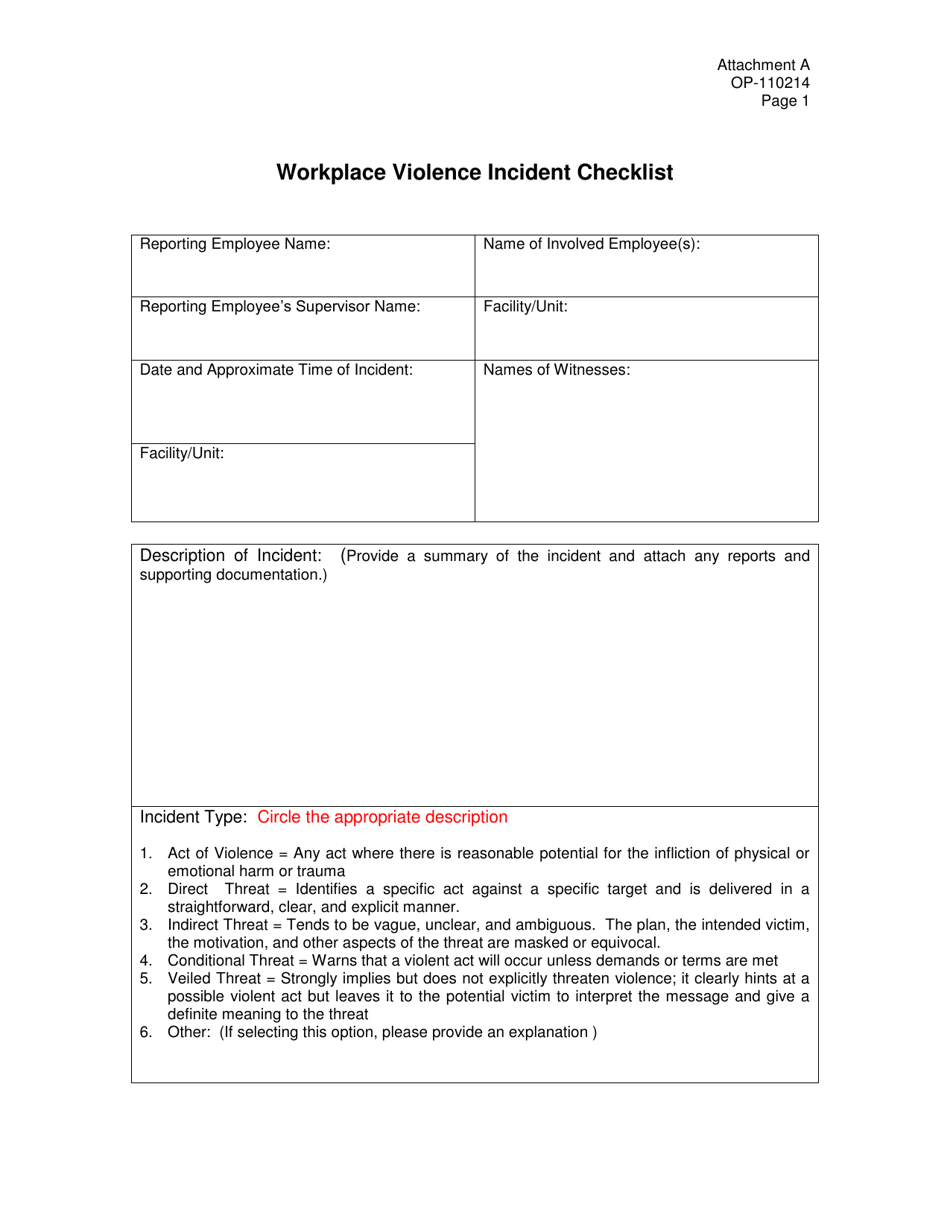 Form OP-110214 Attachment A - Fill Out, Sign Online and Download ...