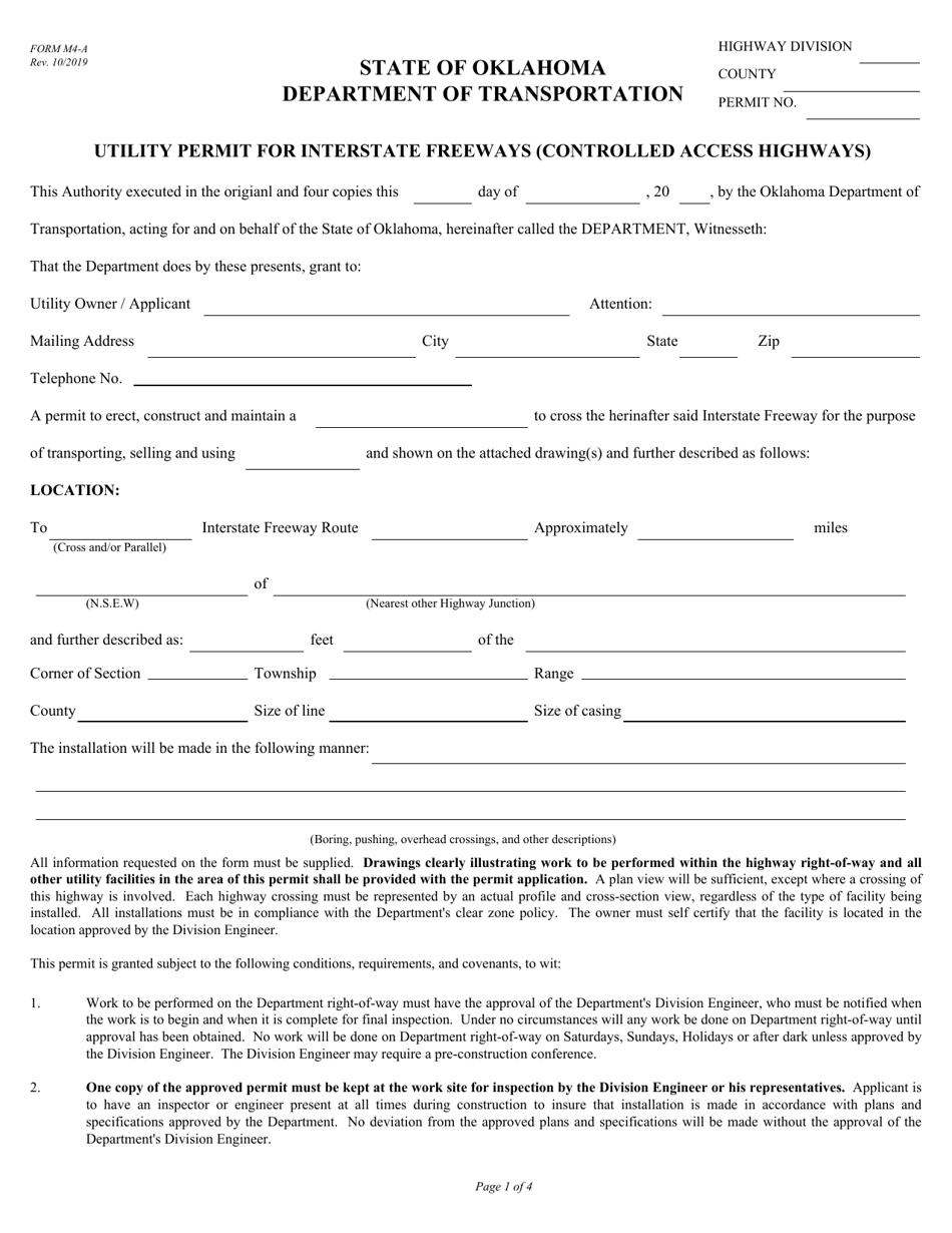 Form M4-A - Fill Out, Sign Online and Download Fillable PDF, Oklahoma ...