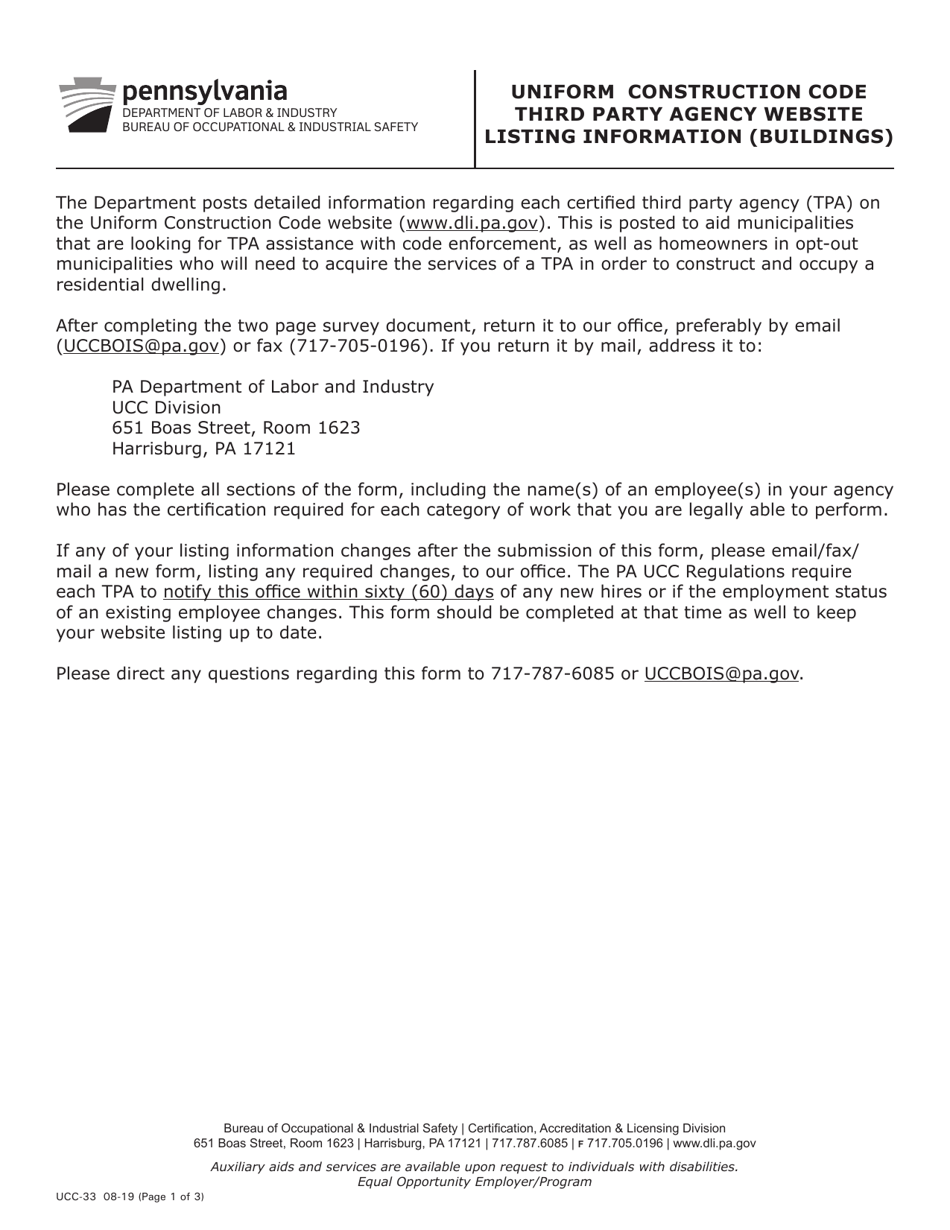 Form UCC-33 - Fill Out, Sign Online and Download Fillable PDF ...