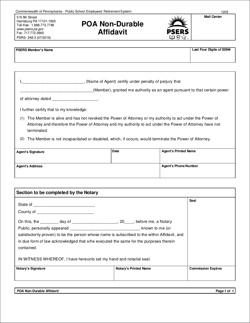 Form PSRS-248-3 - Fill Out, Sign Online and Download Printable PDF ...