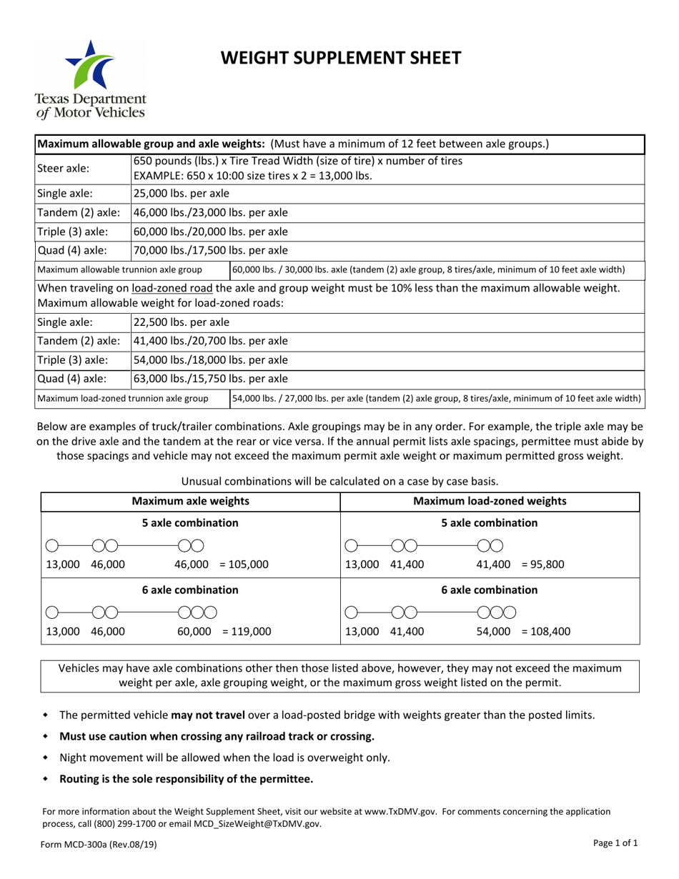 Form MCD-300A - Fill Out, Sign Online and Download Printable PDF, Texas ...