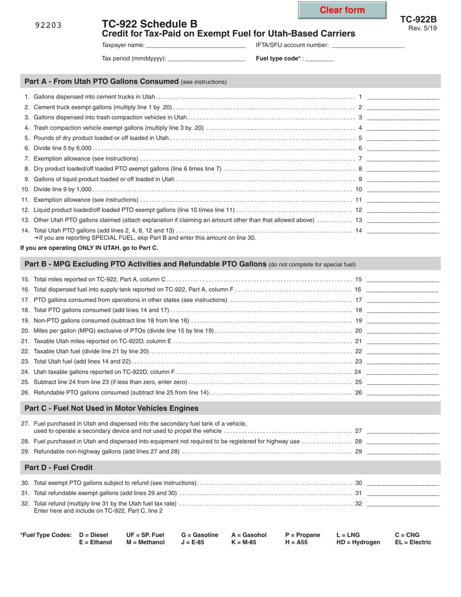 Form TC-922 Schedule B - Fill Out, Sign Online and Download Fillable ... Form TC-922 Schedule B - Fill Out, Sign Online and Download Fillable ...