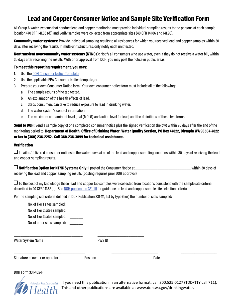 DOH Form 331-462 - Fill Out, Sign Online and Download Printable PDF ...