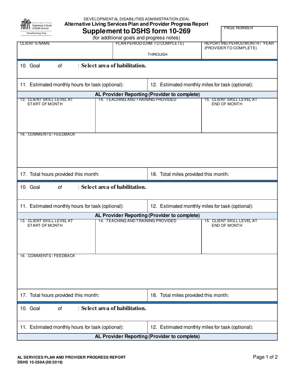 DSHS Form 10-269A - Fill Out, Sign Online and Download Printable PDF ...