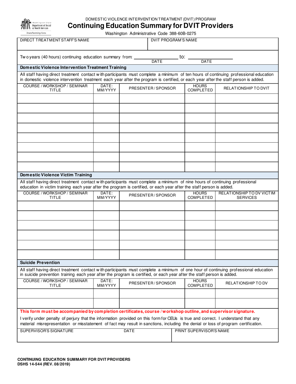 DSHS Form 14-544 Download Printable PDF or Fill Online Continuing ...