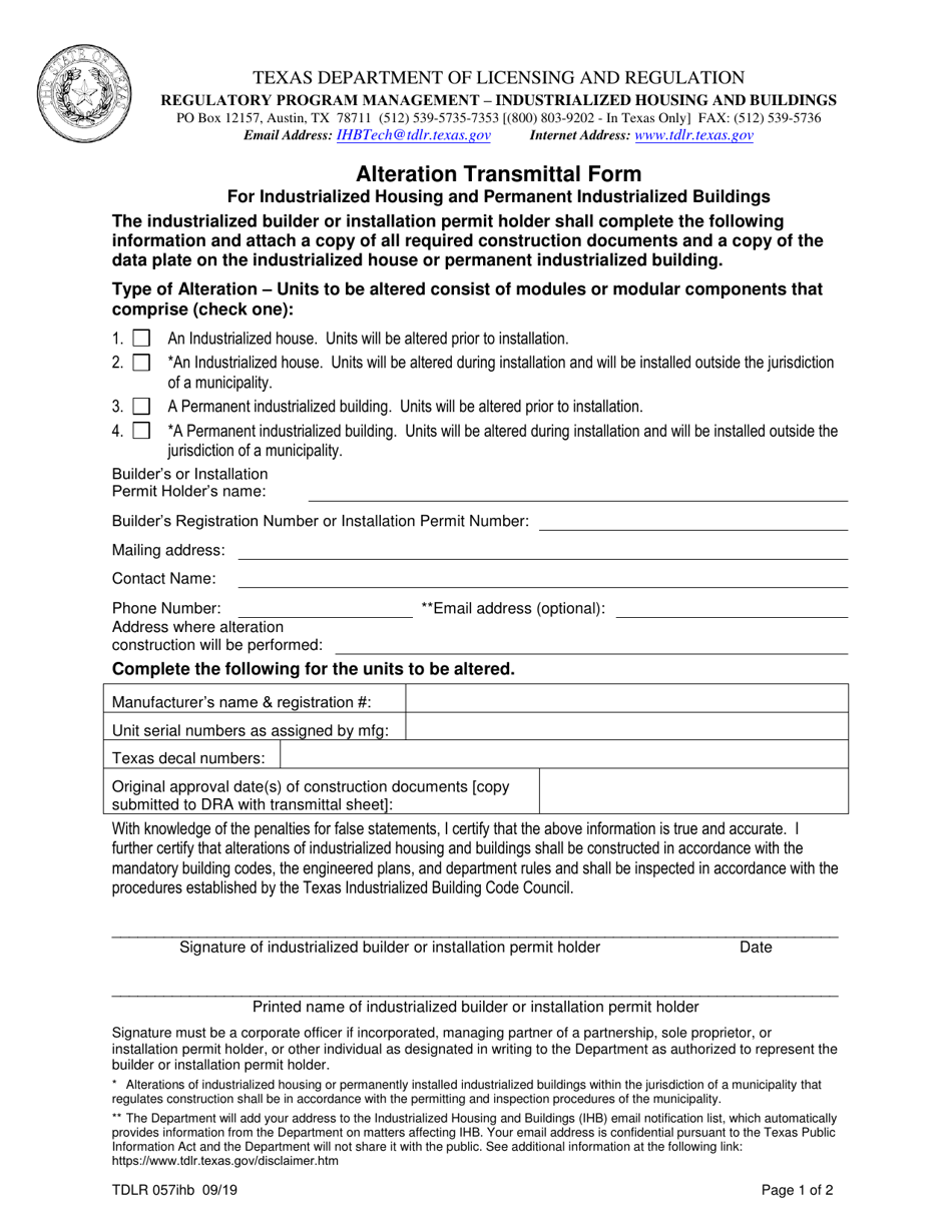 TDLR Form IHB057 - Fill Out, Sign Online and Download Printable PDF ...