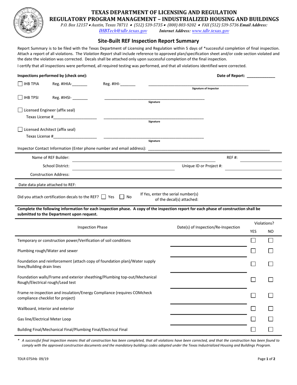 TDLR Form IHB075 - Fill Out, Sign Online and Download Printable PDF ...