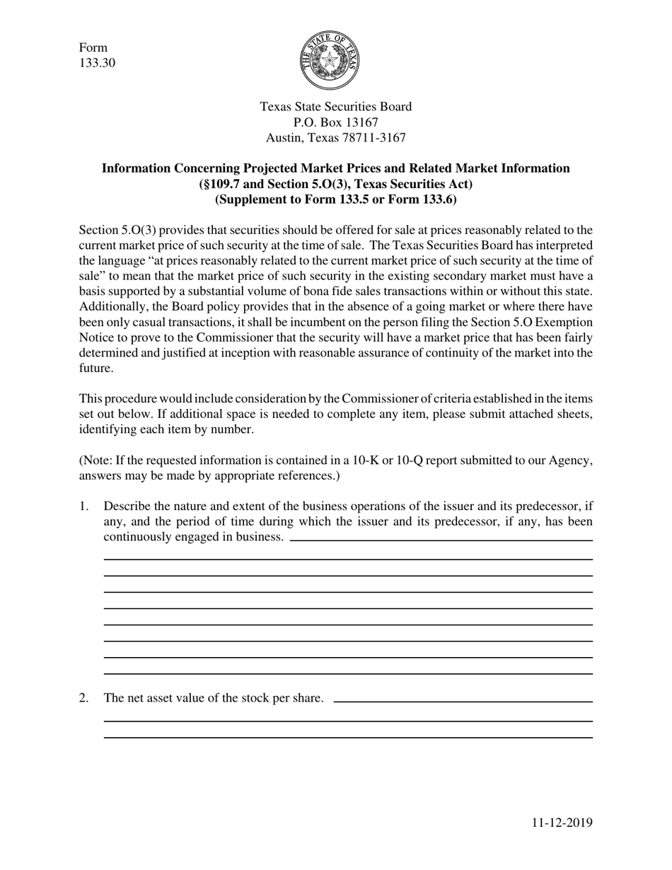 Form 133.30 - Fill Out, Sign Online and Download Printable PDF, Texas ...