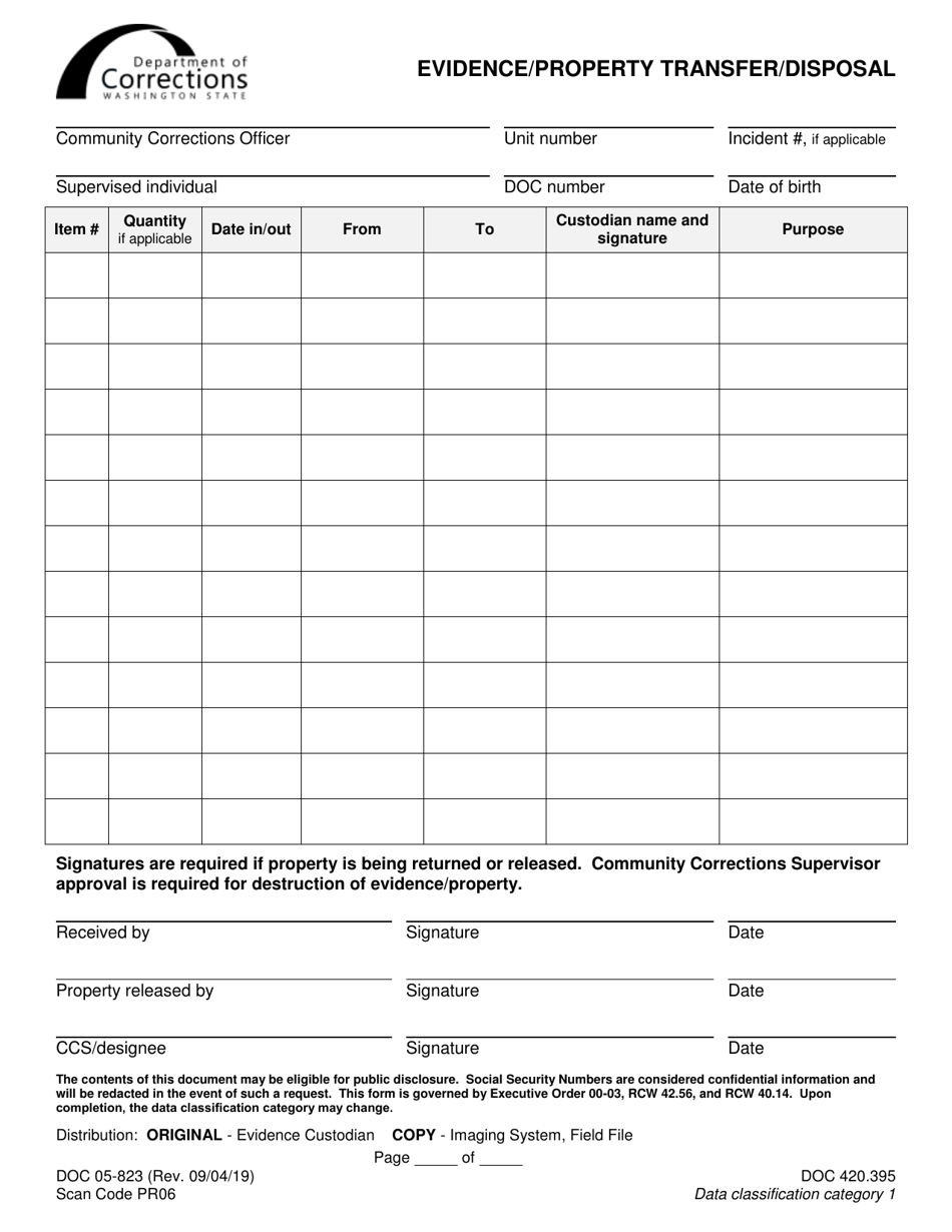 Form DOC05-823 - Fill Out, Sign Online and Download Printable PDF ...