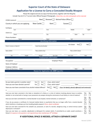 Delaware Application for a License to Carry a Concealed Deadly Weapon ...