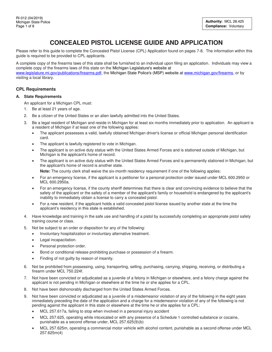 Form RI-012 - Fill Out, Sign Online and Download Printable PDF ...