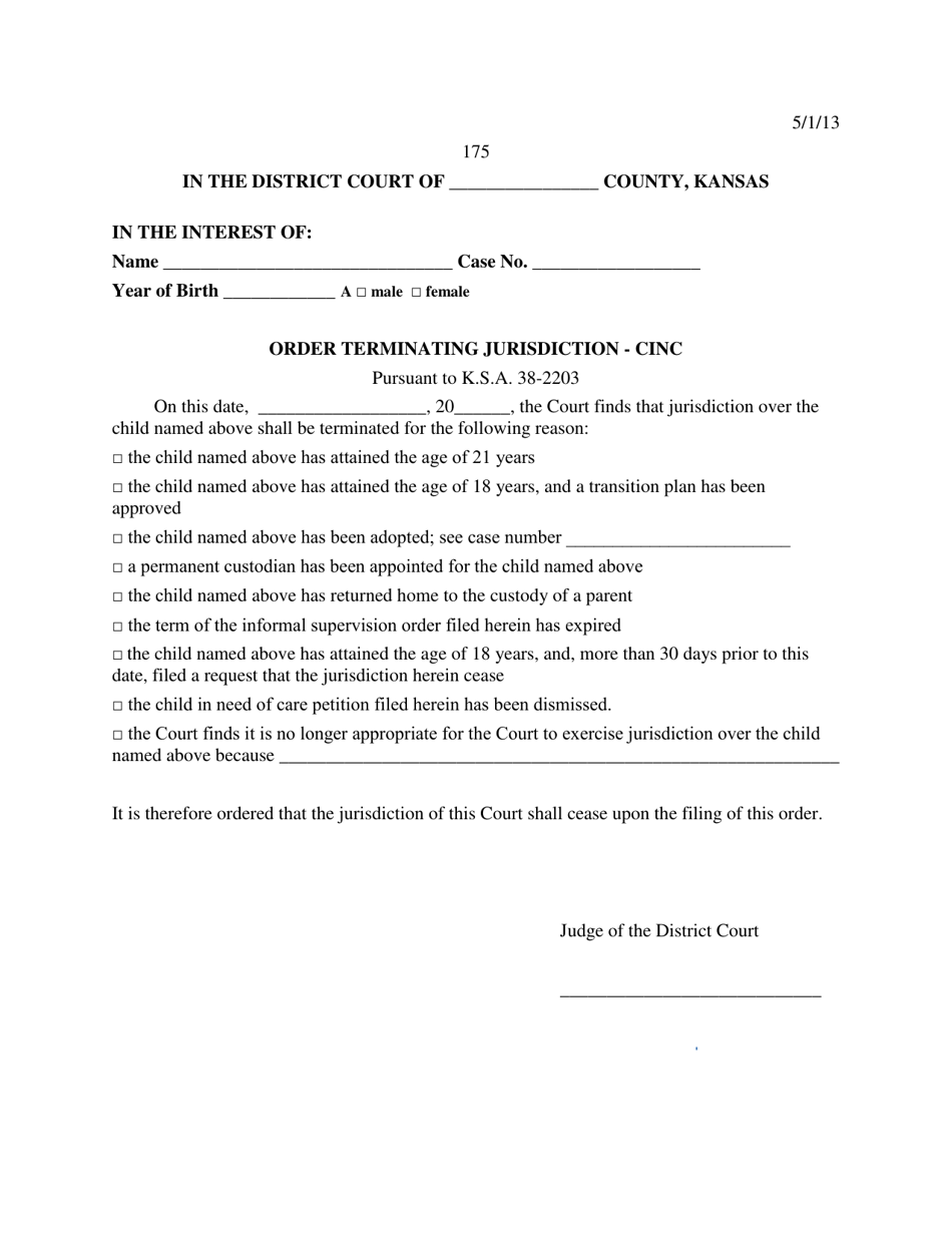 Form 175 - Fill Out, Sign Online and Download Printable PDF, Kansas ...
