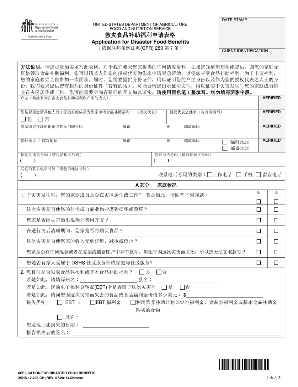 DSHS Form 12-206 - Fill Out, Sign Online and Download Printable PDF ...