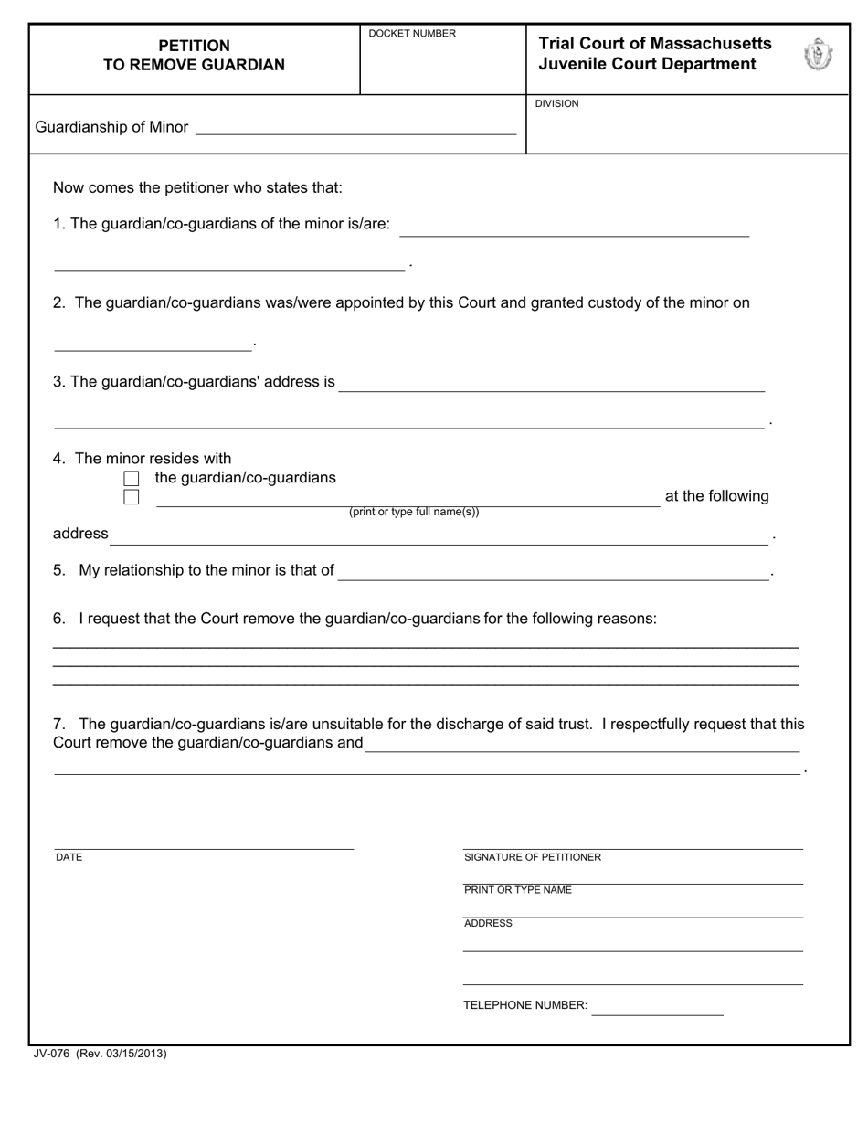 Form JV-076 - Fill Out, Sign Online and Download Fillable PDF ...