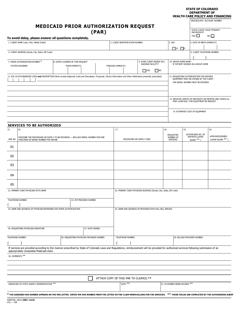 Form 10013 - Fill Out, Sign Online and Download Fillable PDF, Colorado | Templateroller