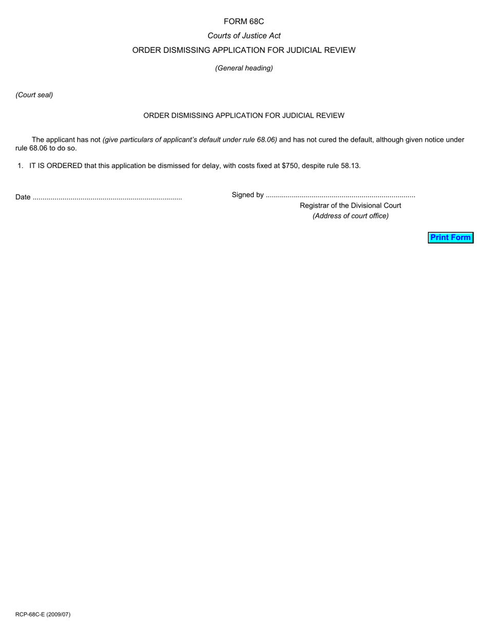 Form 68C - Fill Out, Sign Online and Download Printable PDF, Ontario ...
