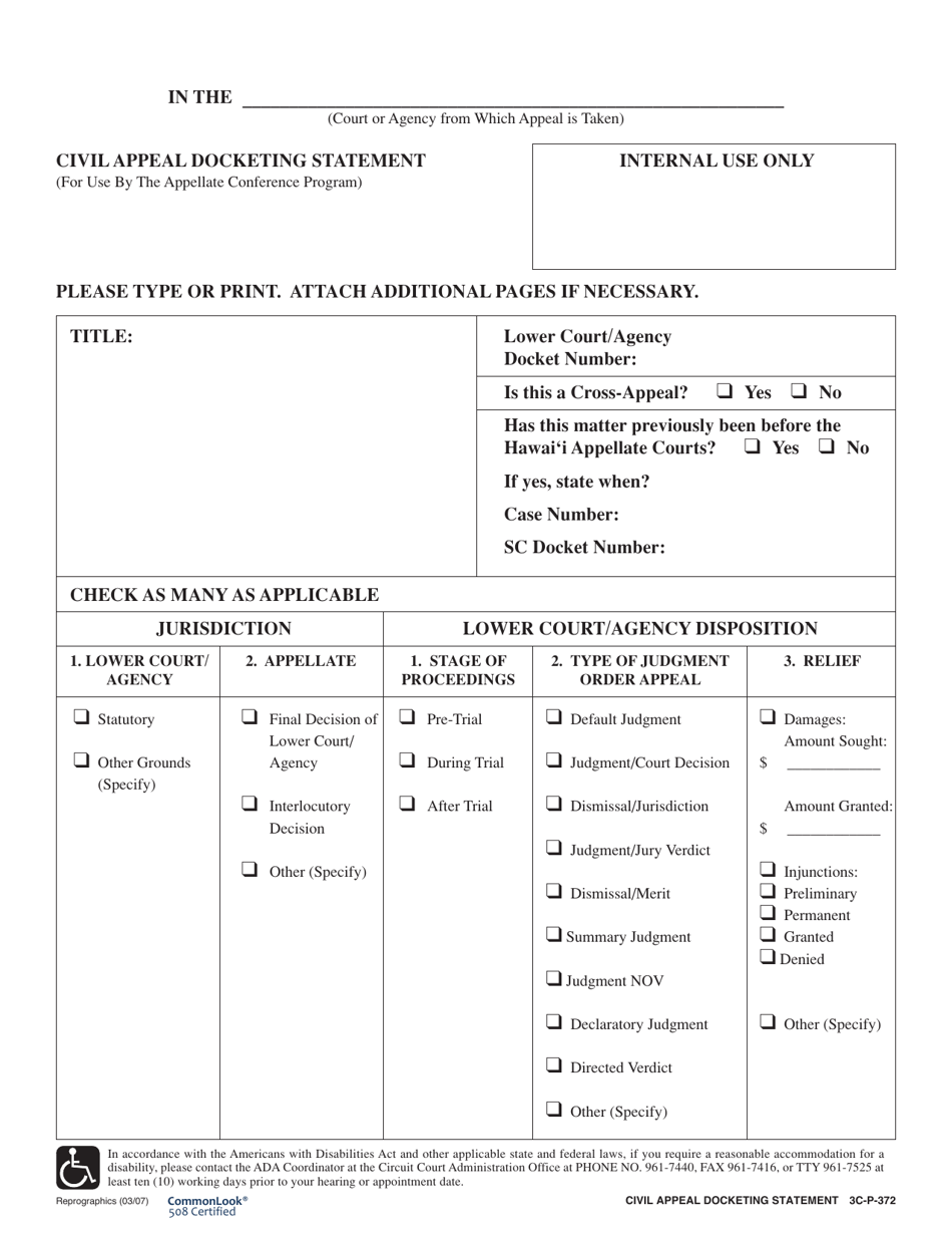 Form 3C-P-372 - Fill Out, Sign Online and Download Fillable PDF, Hawaii ...