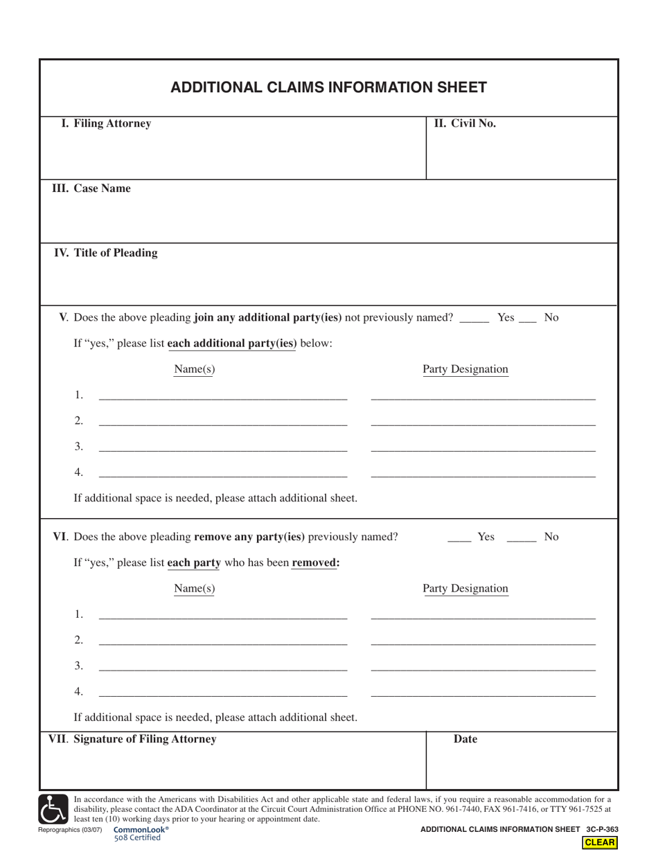 Form 3C-P-363 - Fill Out, Sign Online and Download Fillable PDF, Hawaii ...