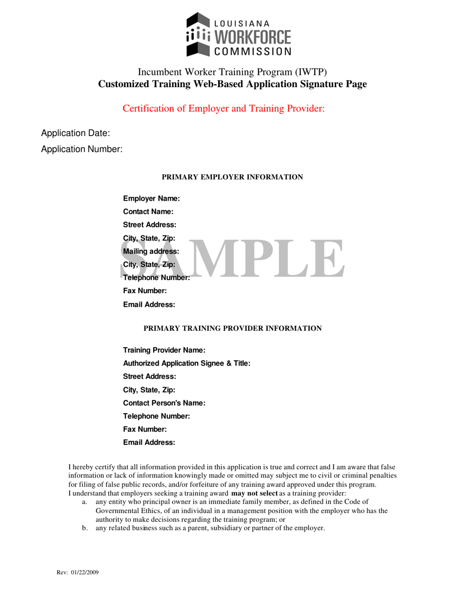 Louisiana Incumbent Worker Training Program (Iwtp) Customized Training ...
