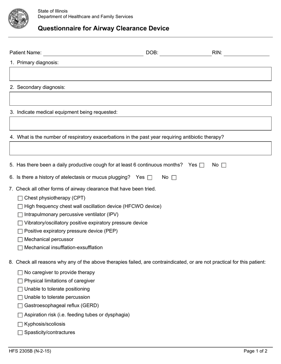 Form HFS2305B - Fill Out, Sign Online and Download Fillable PDF ...