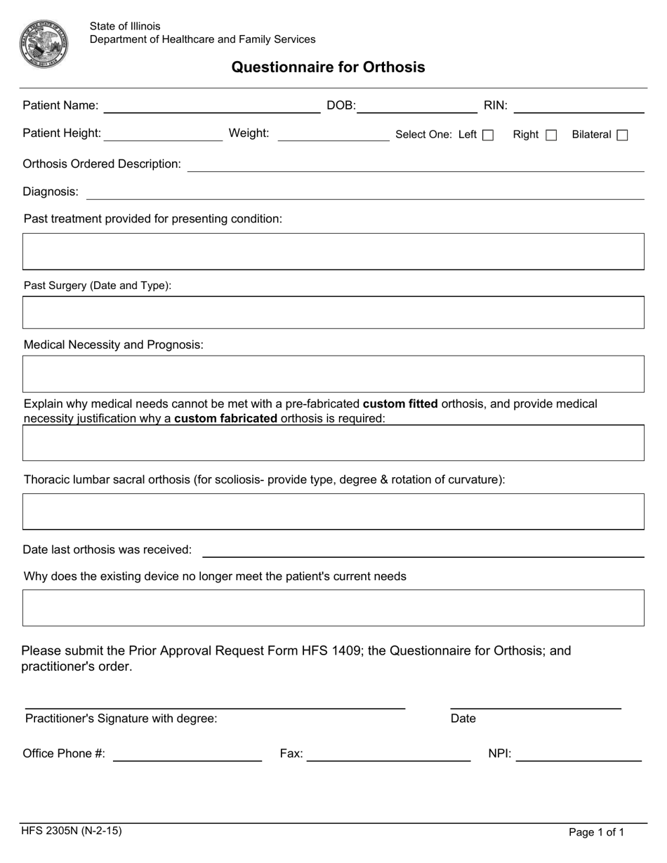 Form HFS2305N - Fill Out, Sign Online and Download Fillable PDF ...