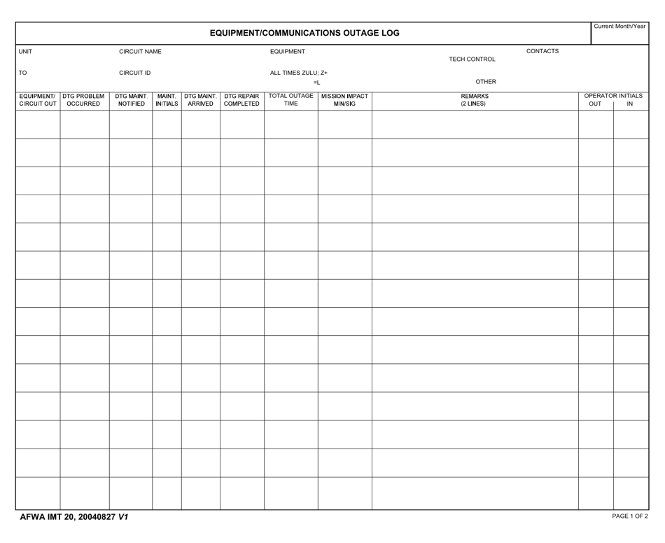 AFWA IMT Form 20 - Fill Out, Sign Online and Download Fillable PDF ...